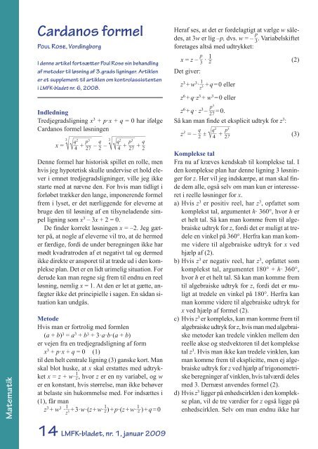 Cardanos formel - LMFK