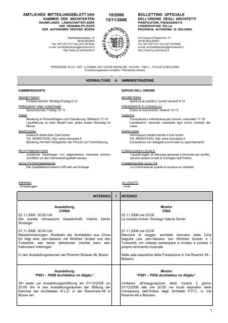 amtliches mitteilungsblatt der bollettino ufficiale - Kammer der ... amtliches mitteilungsblatt der bollettino ufficiale - Kammer der ...