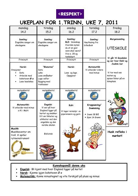 Ukeplan for 2 - minbarnehage.no