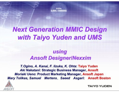 Next Generation MMIC Design with Taiyo Yuden and UMS