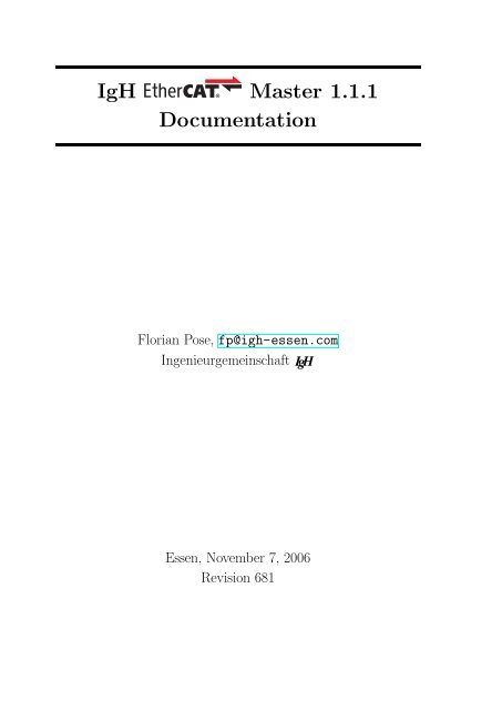 IgH Master 1.1.1 Documentation - EtherLab