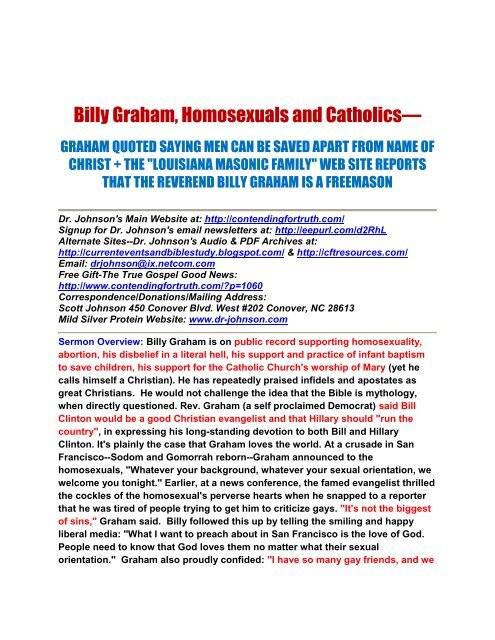 Billy Graham - Contending for Truth by Dr. Scott Johnson