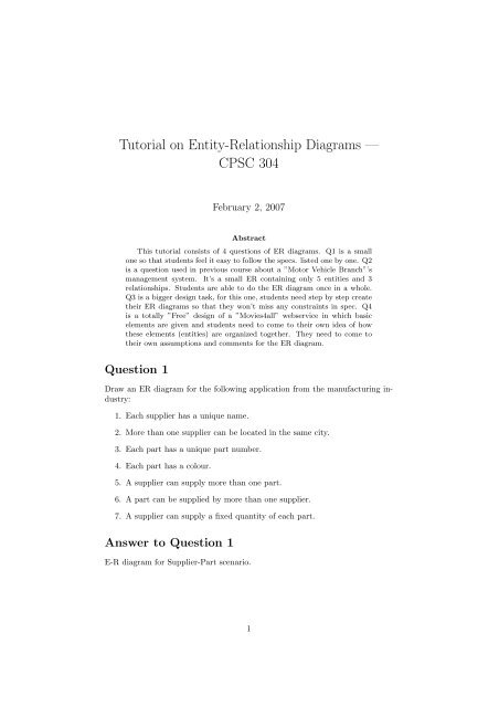 Tutorial On Entity Relationship Diagrams — Cpsc Ugradcsubcca 0238
