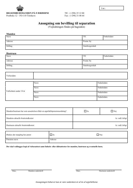 Ansøgning om bevilling til separation