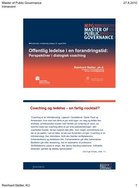 Offentlig ledelse i en forandringstid: Perspektiver i dialogisk coaching