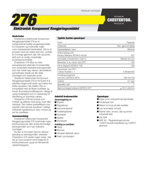 Elektronisk Komponent Rengjøringsmiddel 276 - A.W. Chesterton ...