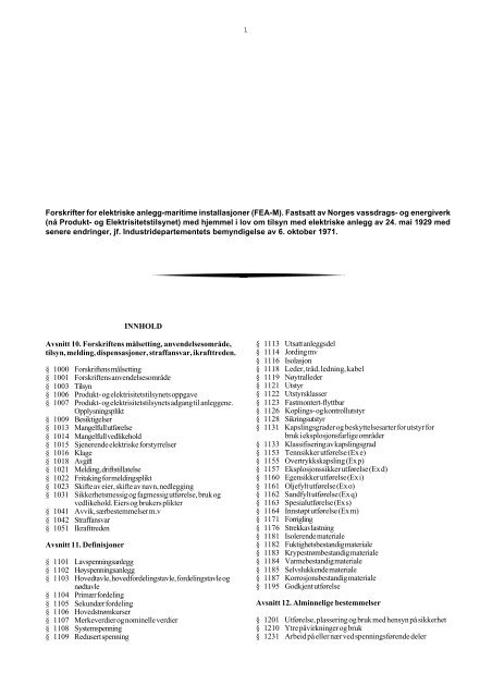 Forskrifter for elektriske anlegg-maritime installasjoner