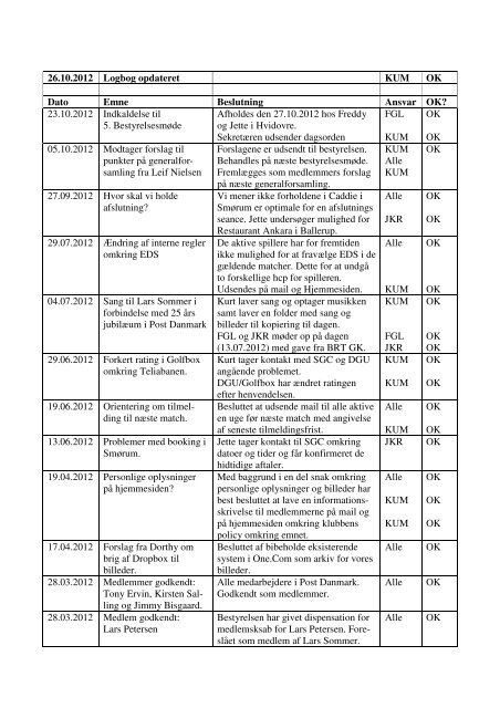 Printvenlig logbog - Klub