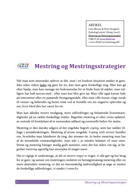 Mestring og Mestringsstrategier