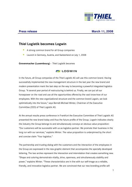 080311 Thiel Logistik AG Press Release rebranding