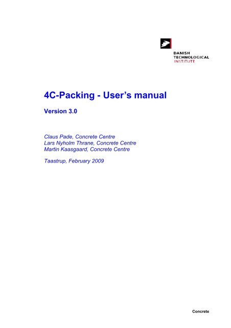 4C-Packing, User's Manual, Ver. 3.0 - Danish Technological Institute