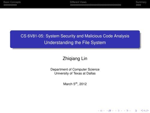 CS 6V81-05 - The University of Texas at Dallas