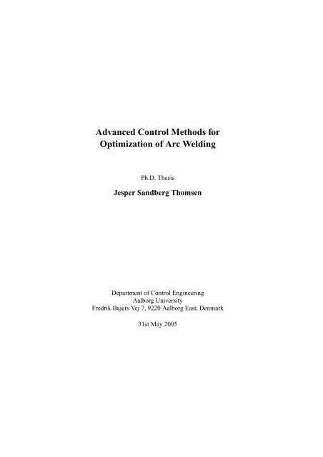 Advanced Control Methods for Optimization of Arc Welding