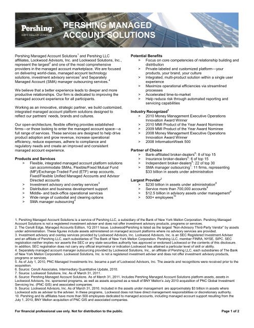 Pershing Managed Account Solutions Fact Sheet - Albridge Solutions