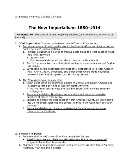 The New Imperialism: 1880-1914