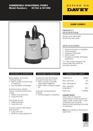 TECHNICAL SPECIFICATIONS - Davey Pumps