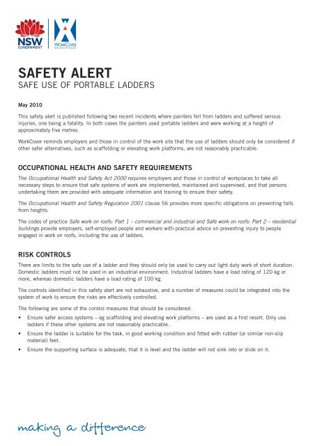 Safe Use of Portable Ladders Safety Alert - cfmeu