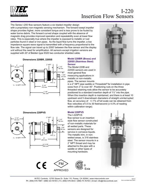 I-220 Insertion Flow Sensors - INTEC Controls