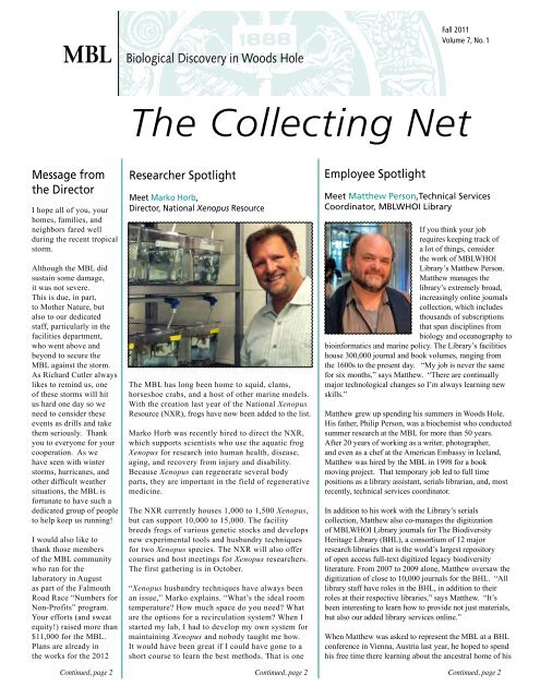 The Collecting Net - Marine Biological Laboratory