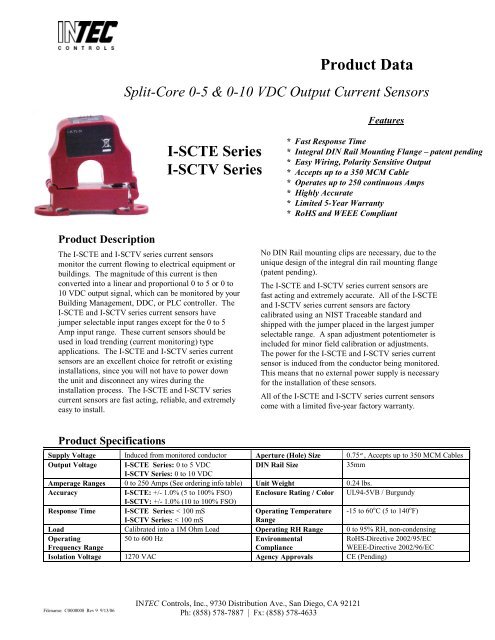 Product Data - INTEC Controls
