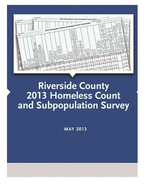 2013 County of Riverside Homeless Count and Survey