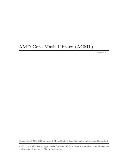 AMD Core Math Library (ACML) - AMD Developer Central