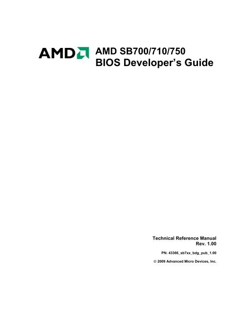 BIOS Developer's Guide - AMD Developer Central