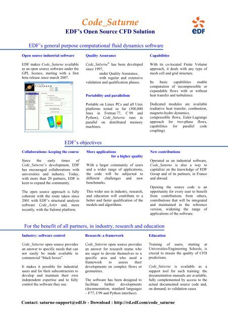 Code_Saturne - Turbulence Mechanics/CFD Group