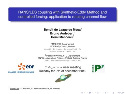 RANS/LES coupling with Synthetic-Eddy Method and controlled ...