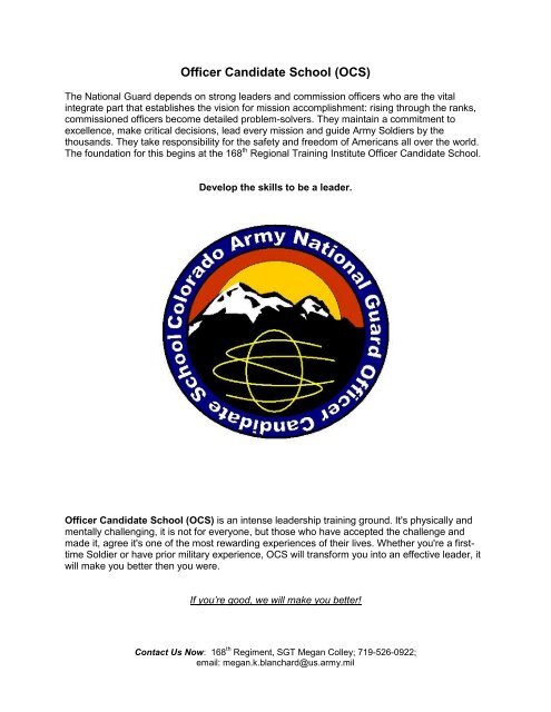 2013 OCS Flyer - Colorado National Guard