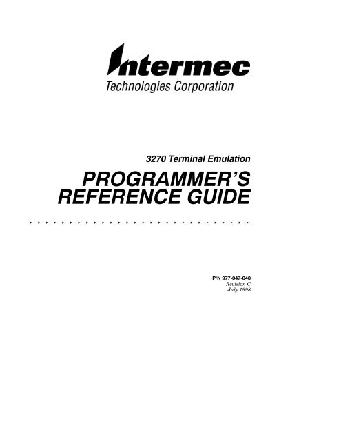 3270 Terminal Emulation Programmer's Reference Guide - Intermec