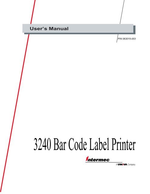 3240 Bar Code Label Printer User's Manual - Intermec