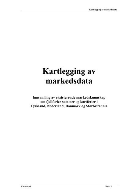 Kartlegging av markedsdata - Innovasjon Norge