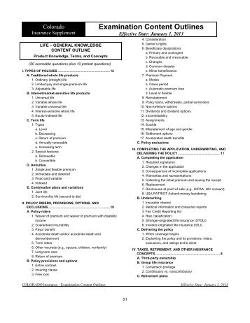 COE Exam Content Outline - ASOA