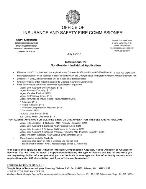 Office of Insurance and Safety Fire Commissioner