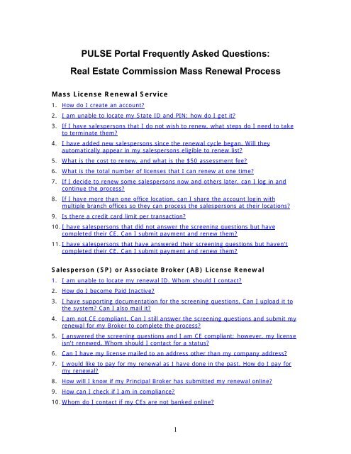 PULSE Portal Frequently Asked Questions: Real ... - Pearson VUE