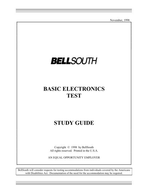 BASIC ELECTRONICS TEST STUDY GUIDE