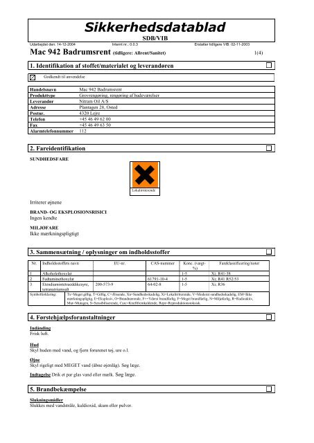 Sikkerhedsdatablad - Nitram Oil