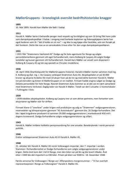 kronologisk historie - MøllerGruppen