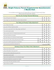 Bright Futures Parent Supplemental Questionnaire 6 Month Visit