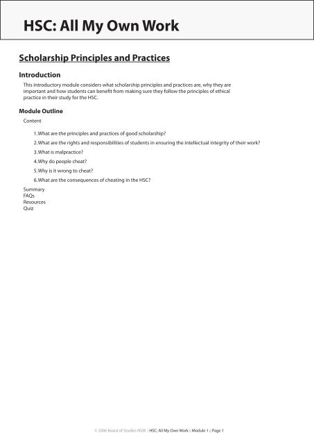 Download a PDF print version of this module. - HSC : All My Own Work