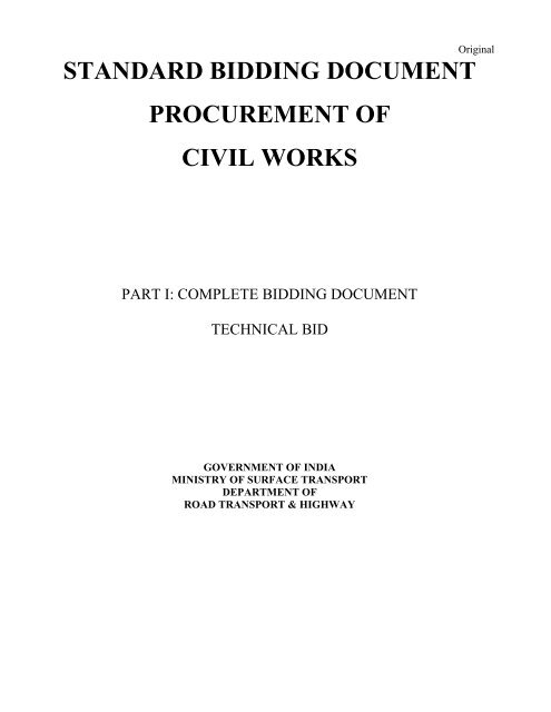 standard bidding document procurement of civil works - Information ...