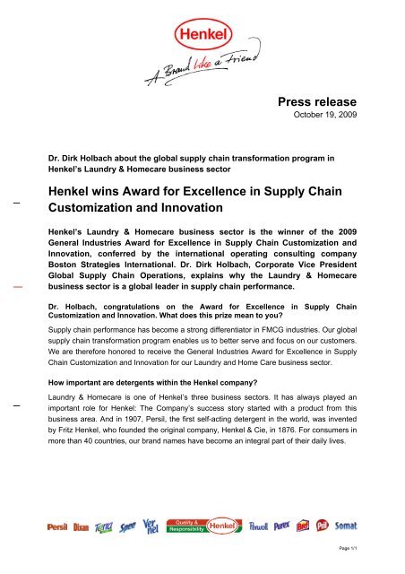 Interview Dr. Dirk Holbach - Henkel