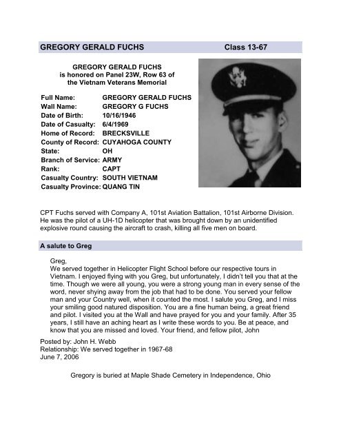 CPT Gregory Gerald Fuchs