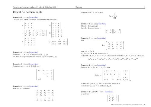 Calcul de déterminants
