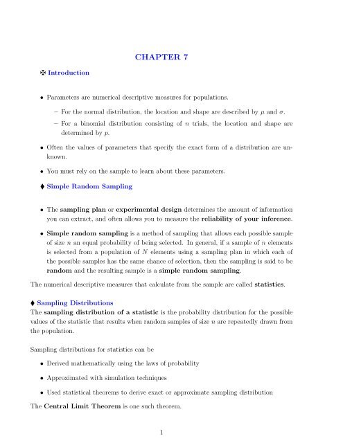 CHAPTER 7 - School of Mathematics and Statistics