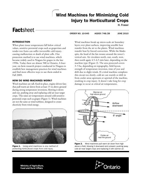 Wind Machines for Minimizing Cold Injury to Horticultural Crops