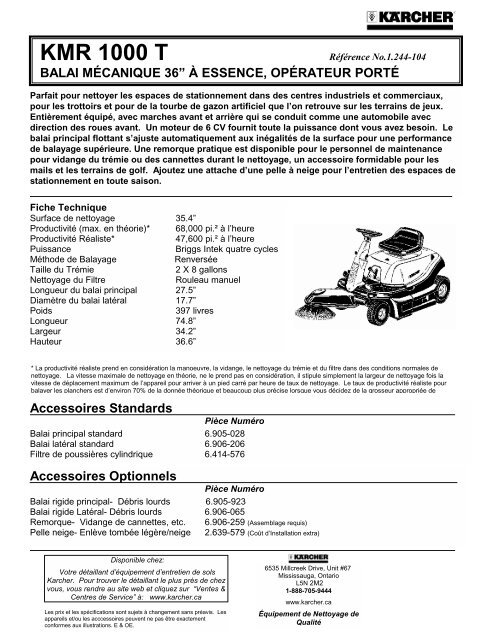 KMR 1000 T - Welcome to Karcher Canada