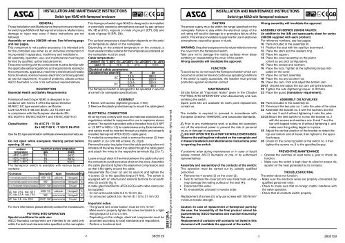 installation and maintenance instructions ... - ASCO Numatics