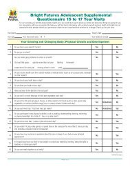 Bright Futures Parent Supplemental Questionnaire 18 Month Visit